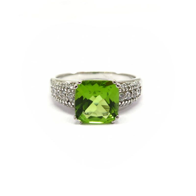 Square Peridot Ring set in Sterling Silver | Maya's Jewellery